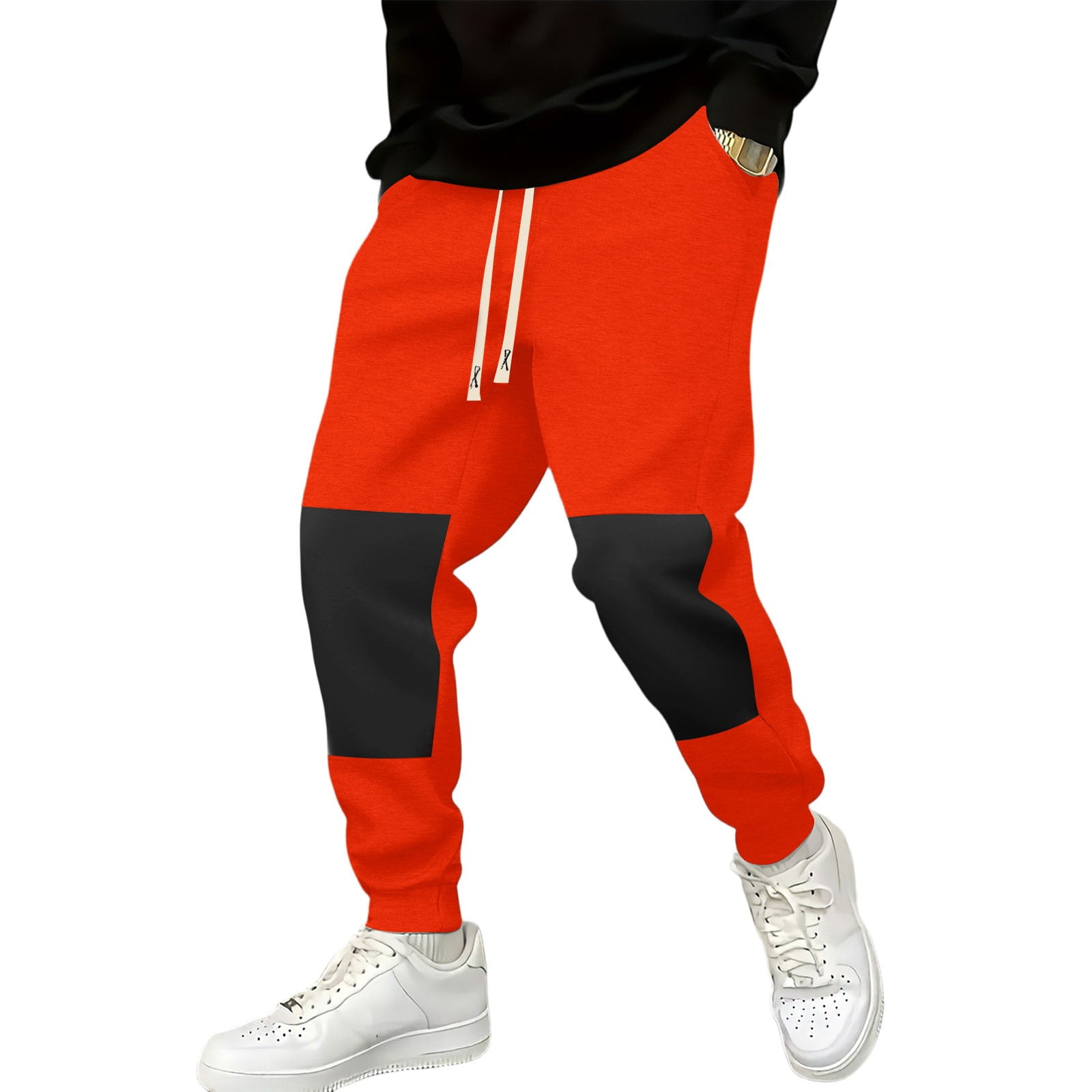 Vamuko Wide Leg Sweatpants for Men Baggy Cotton Joggers Color Block ...