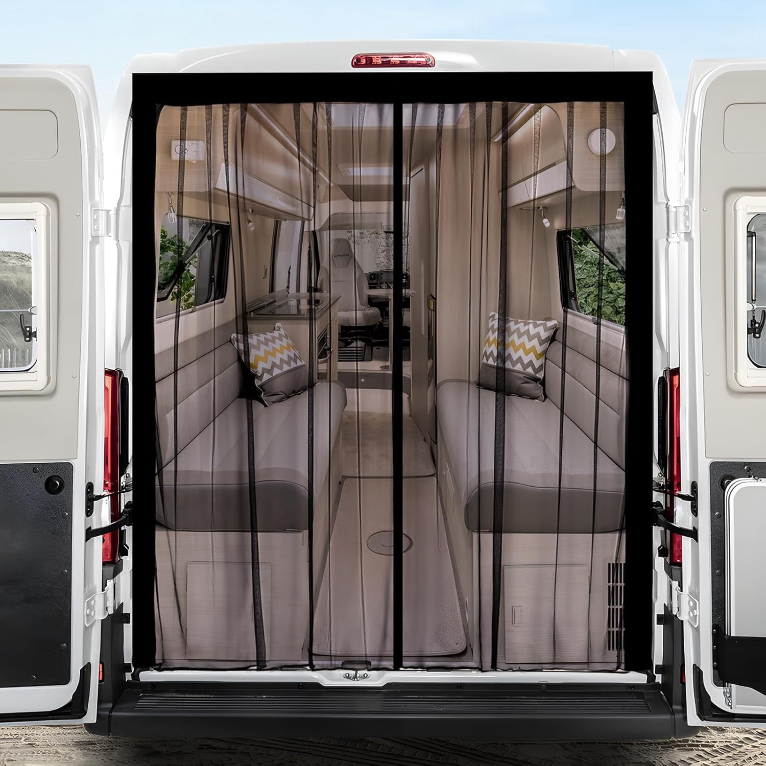 Van Bug Screen Curtains Magnetic Rear Door Fly Screen RV Door Bug Net ...