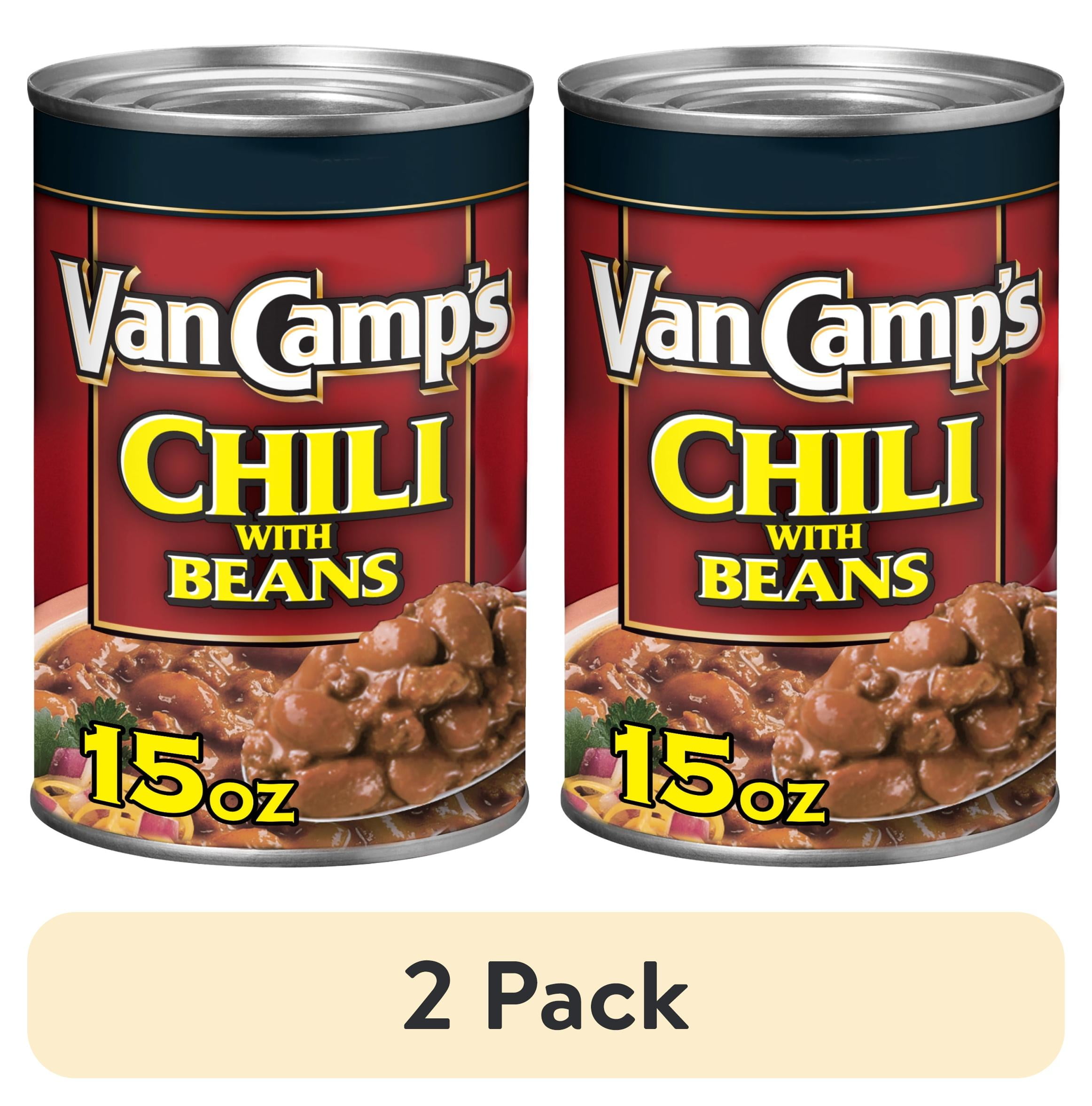 (2 pack) Van Camp's Chili with Beans, Canned Chili, 15 oz - Walmart.com