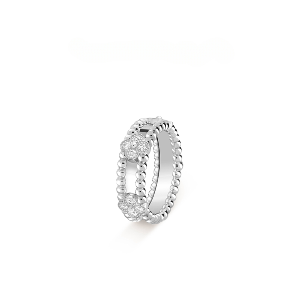 Van Cleef&Arpels Perlee Collection 18K Gold Diamond Ring - Walmart.com