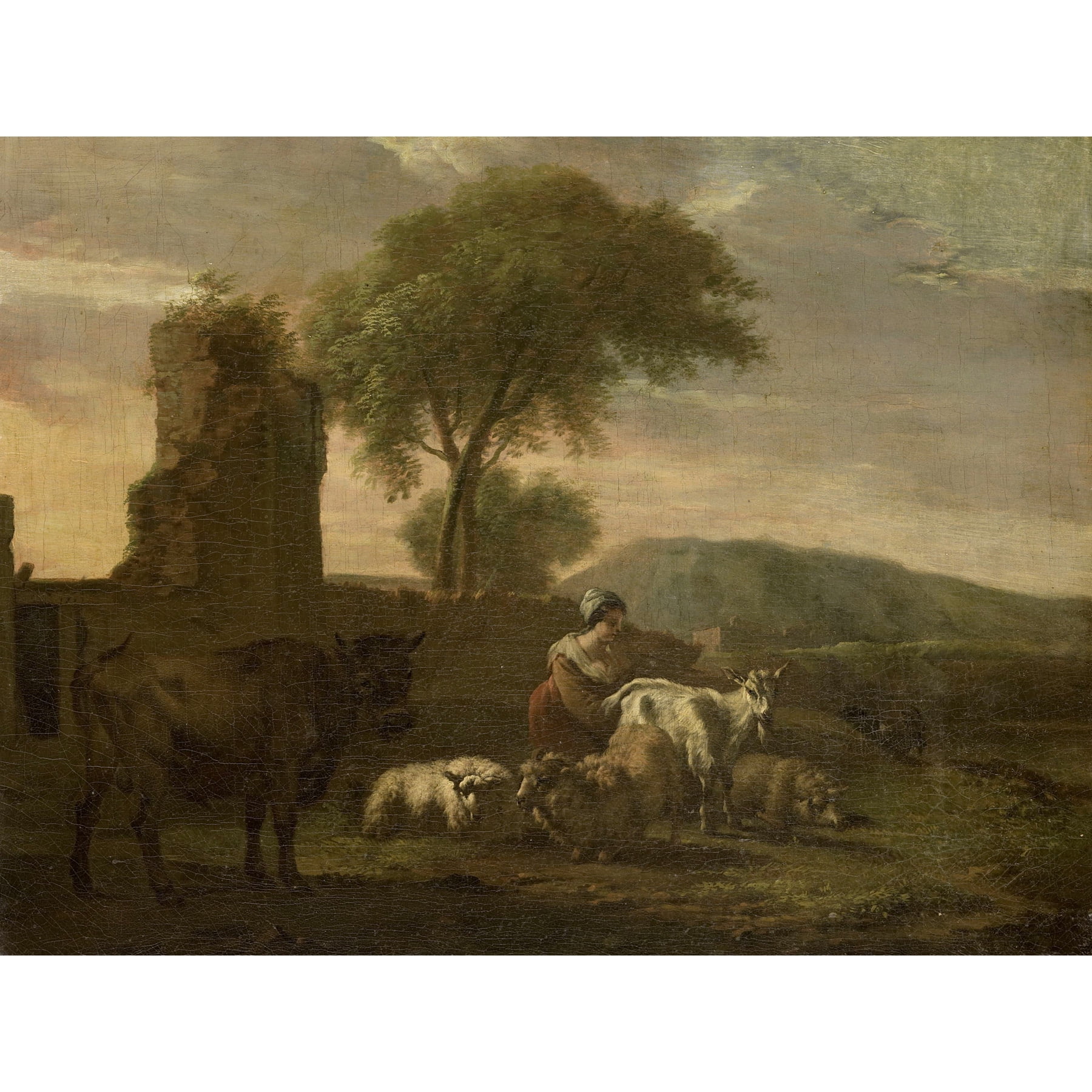 Van Der Does Italian Landscape Shepherdess Flocks Extra Large XL Wall ...