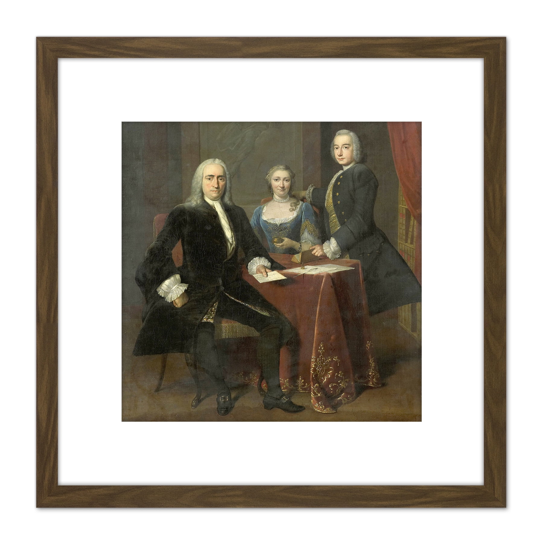 Van Der Mijn Family Group Portrait Painting 8X8 Inch Square Wooden ...