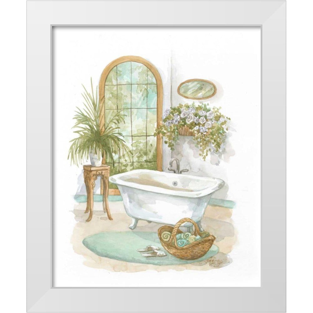 Van Dijk, Jerianne 12x14 White Modern Wood Framed Museum Art Print Titled - Watercolor Bath in ...