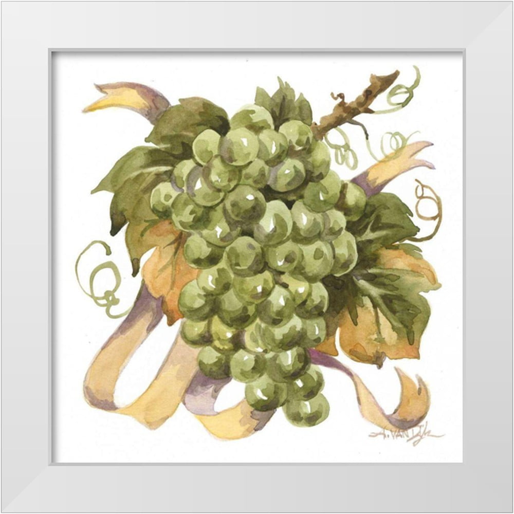 Van Dijk, Jerianne 20x20 White Modern Wood Framed Museum Art Print Titled - Watercolor Grapes II ...