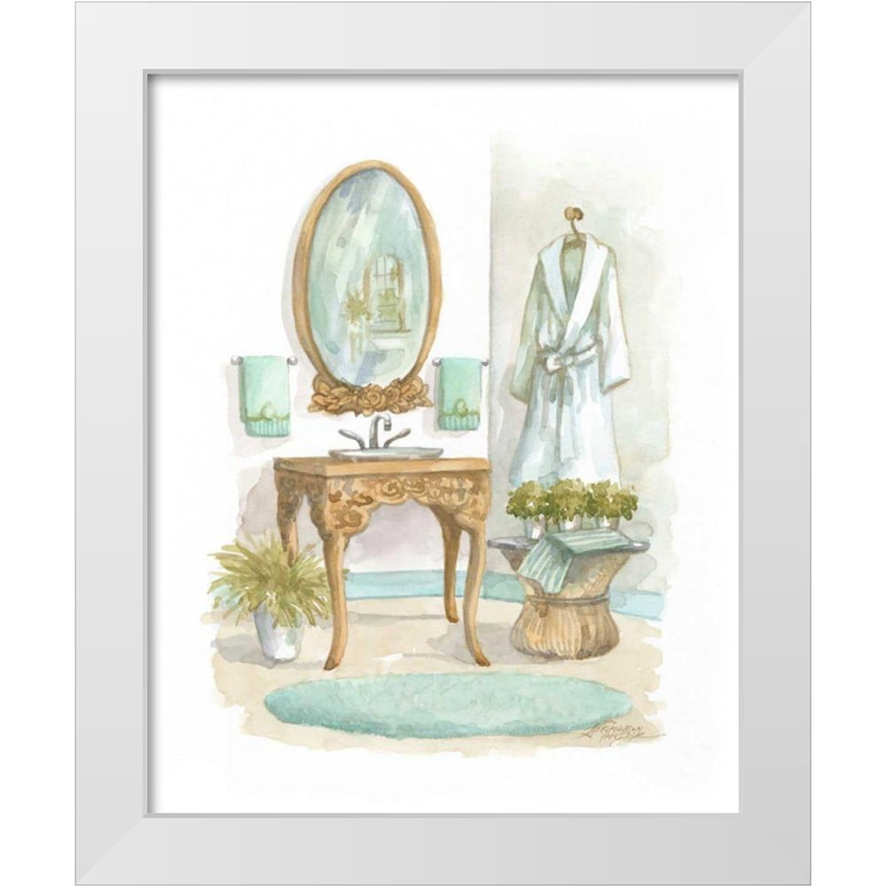 Van Dijk, Jerianne 20x24 White Modern Wood Framed Museum Art Print Titled - Watercolor Bath in ...