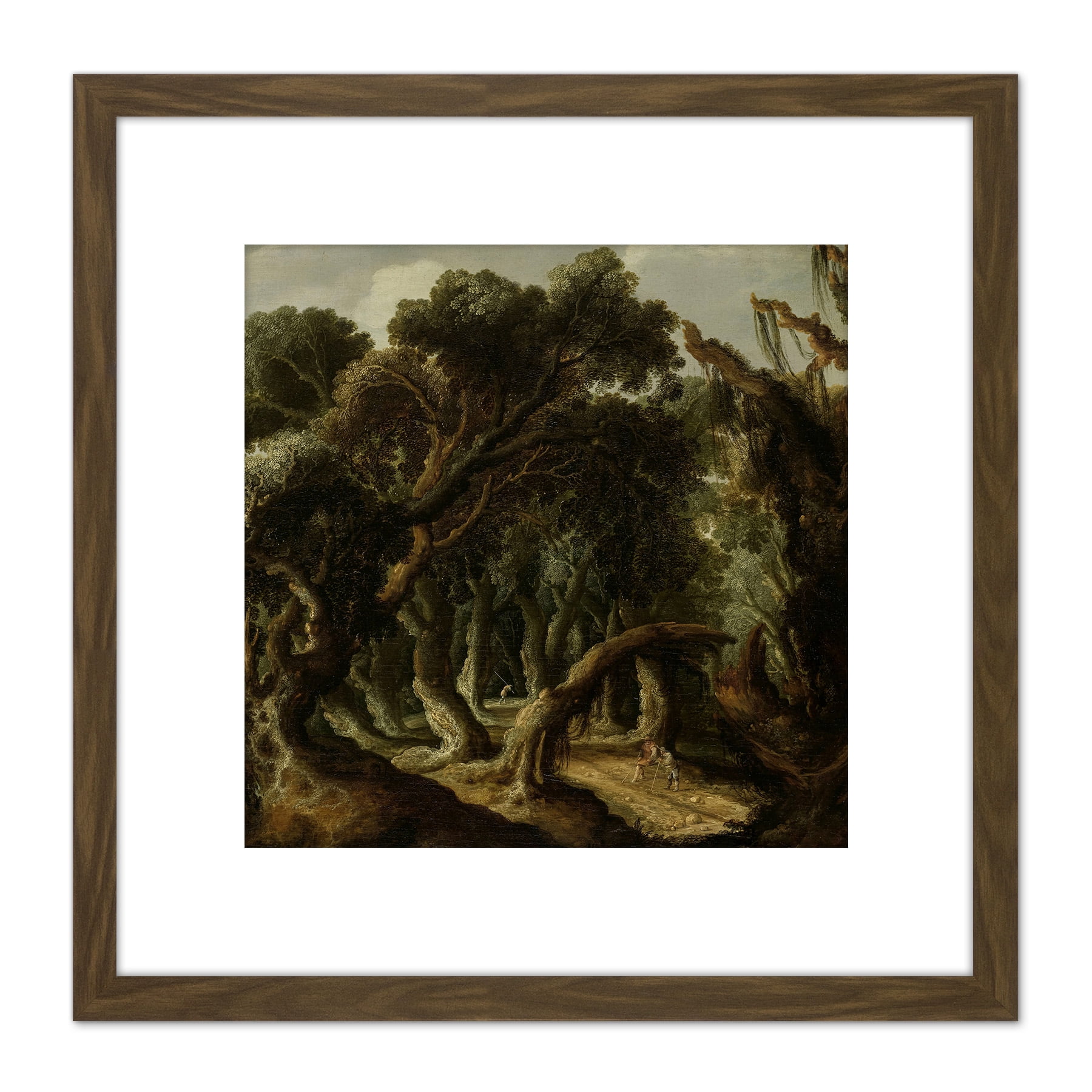 Van Geel Wooded Landscape Trees Painting 8X8 Inch Square Wooden Framed ...