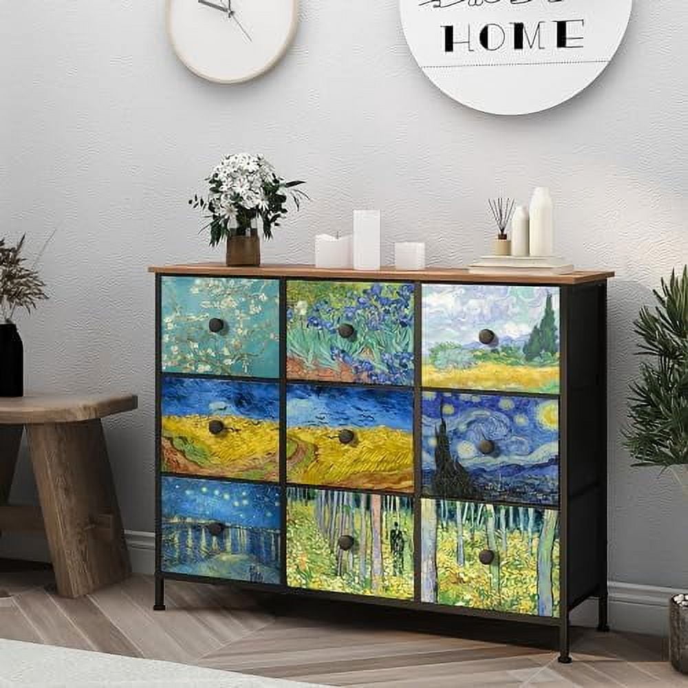 Van Gogh 9 Drawers Dresser Wide TV Stand Colorful Dressers & Chest of ...