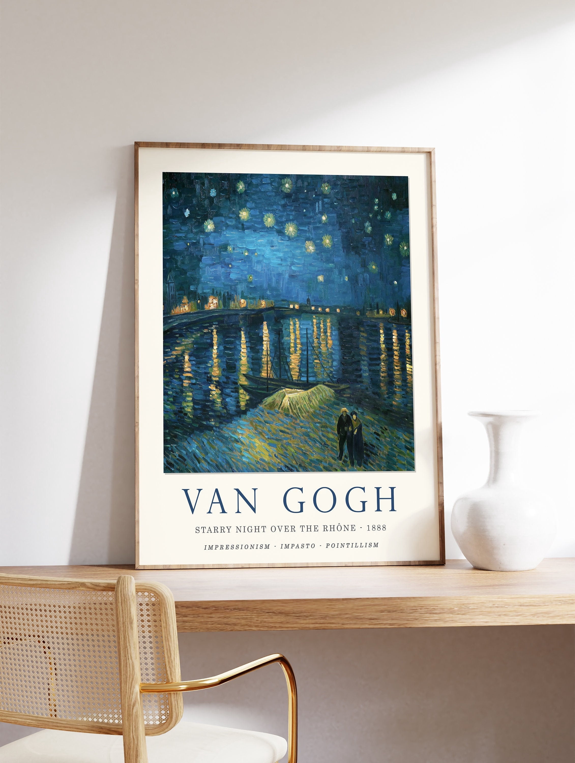 Van Gogh Art Print, Starry Night Over The Rhone, Van Gogh Poster ...