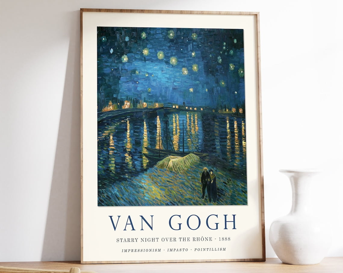 Van Gogh Art Print, Starry Night Over The Rhone, Van Gogh Poster ...