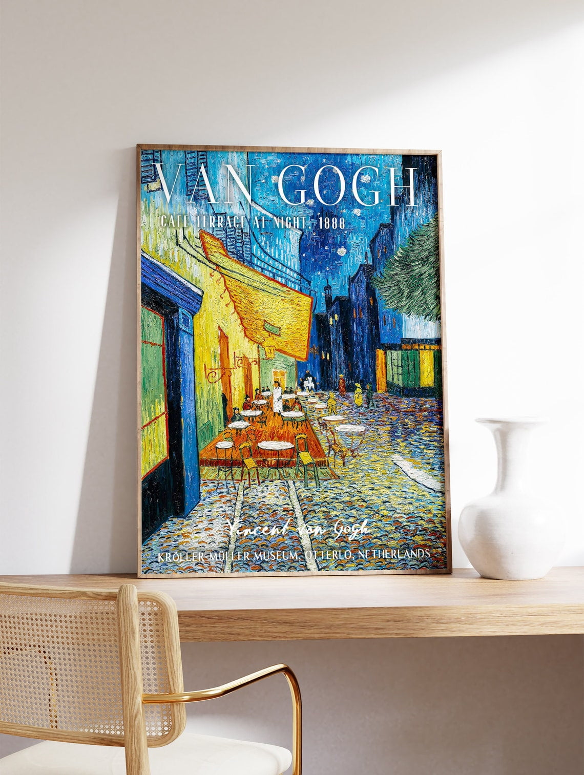 Van Gogh Cafe Terrace Exhibition Poster, Cafe Terrace At Night, Vincent ...