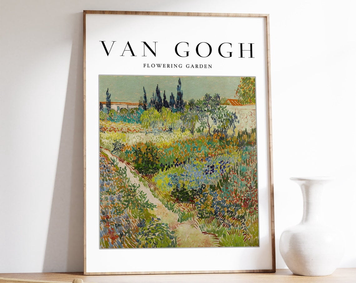 Van Gogh Exhibition Poster, Flowering Garden, Van Gogh Art Print, Wall ...