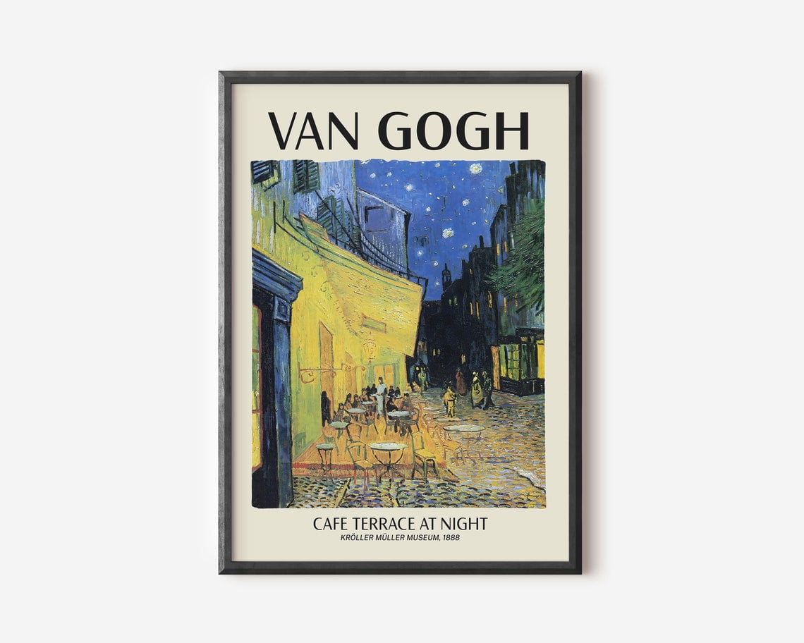 Van Gogh Exhibition Wall Art Print, Neutral Beige Abstract Vintage ...