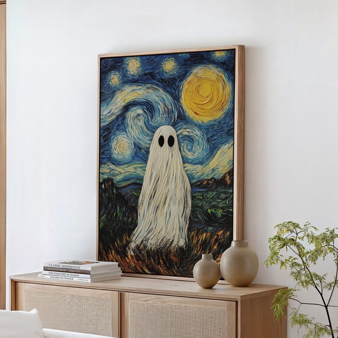 Van Gogh-Inspired Ghost Artwork - Unique Starry Night Ghost Painting ...