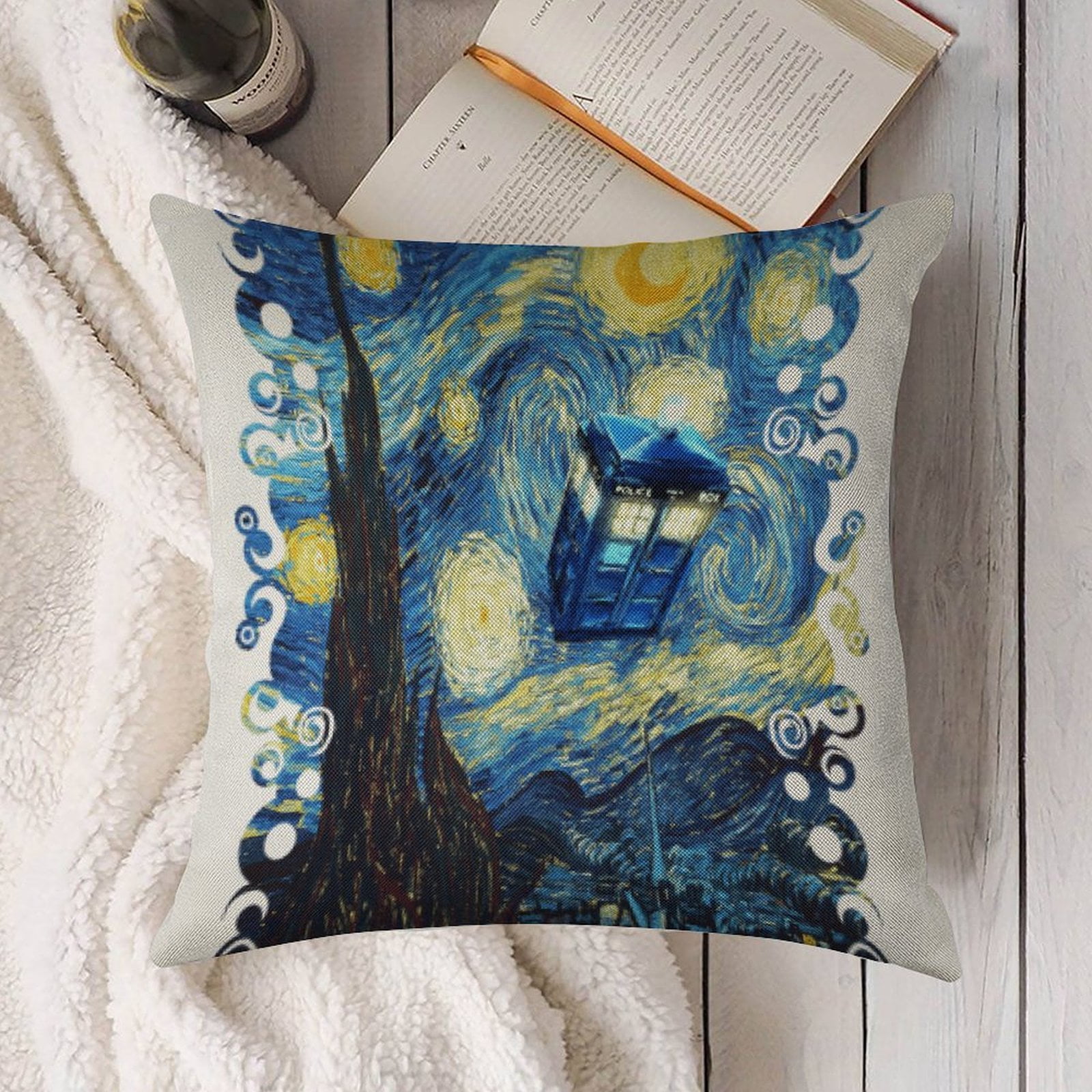 Van Gogh - Inspired TARDIS Starry Night Pillow - Walmart.com