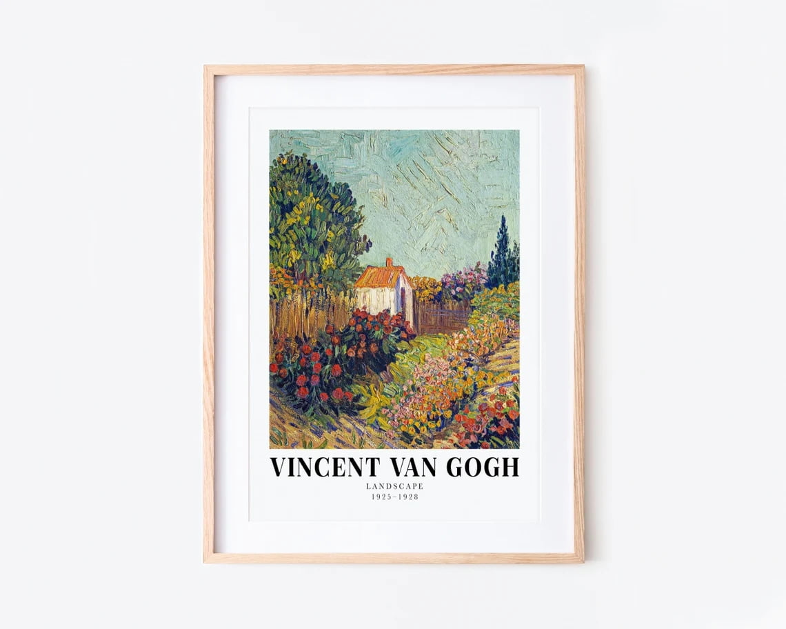 Van Gogh Landscape 1925–1928 Vintage Exhibition Poster Art Print Colorful Landscape Art Vincent ...