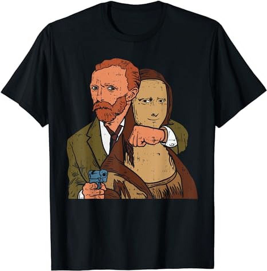 Van Gogh Mona Lisa Funny Famous Art Painting Parody Gift T-Shirt ...
