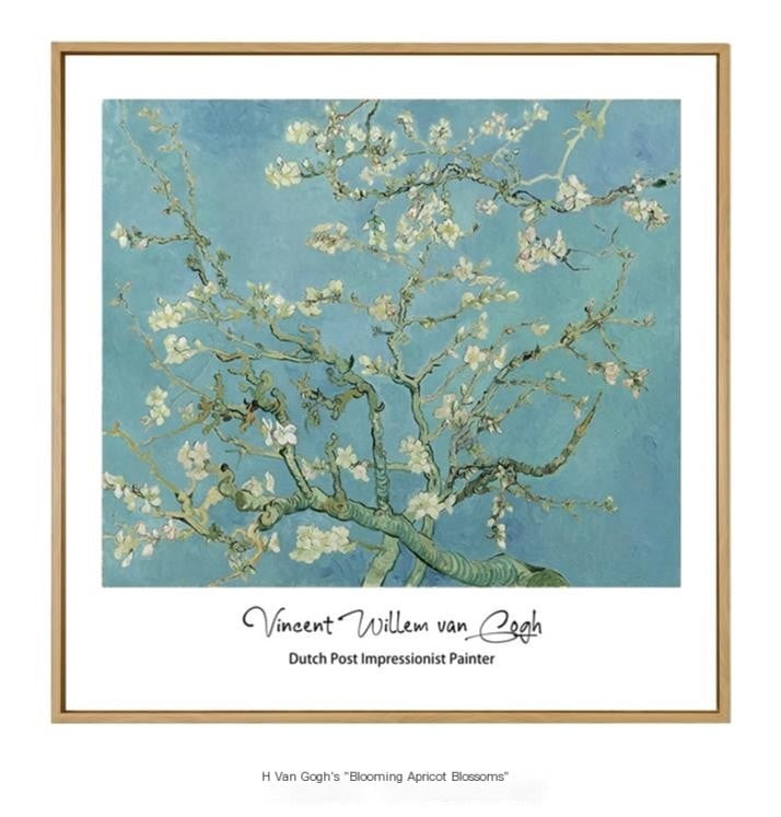 Van Gogh, Monet, wooden style, fresh decoration, hanging painting ...