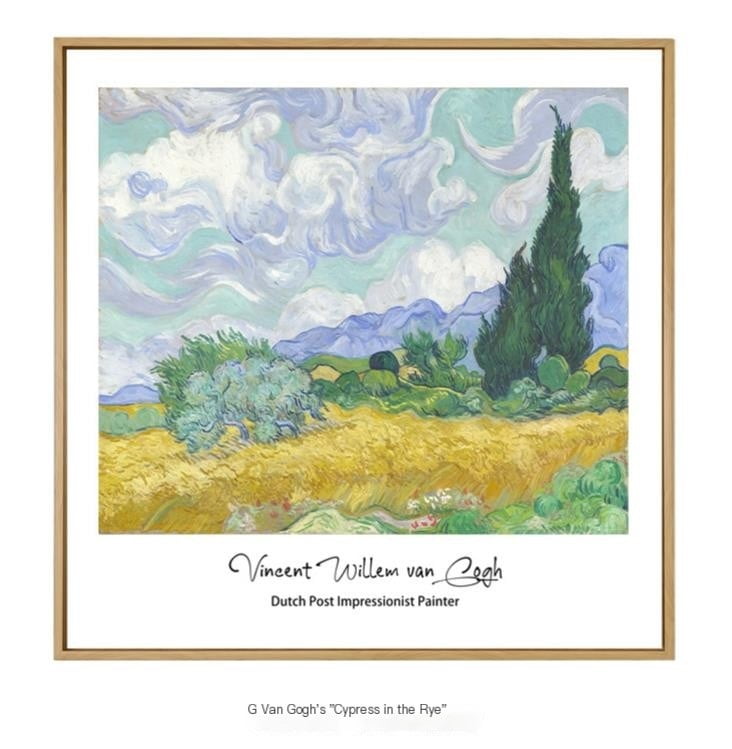 Van Gogh, Monet, wooden style, fresh decoration, hanging painting ...