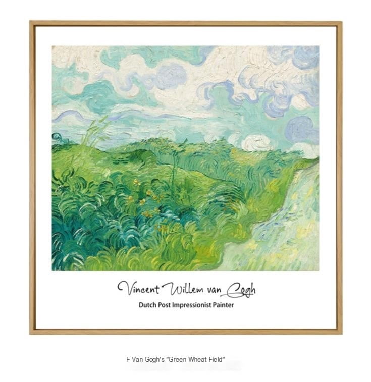 Van Gogh, Monet, wooden style, fresh decoration, hanging painting ...