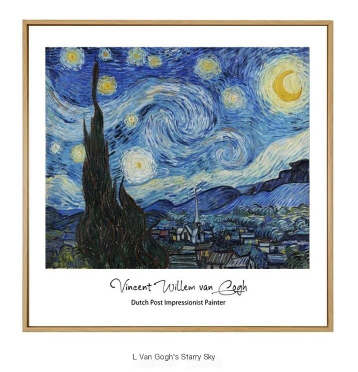 Van Gogh, Monet, wooden style, fresh decoration, hanging painting ...