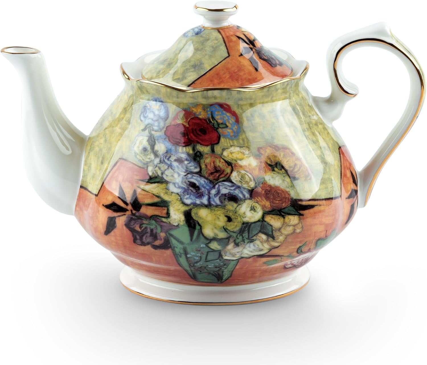 Van Gogh Paintings Teapot 30 Oz Bone China Loose Tea Pot Floral Design ...