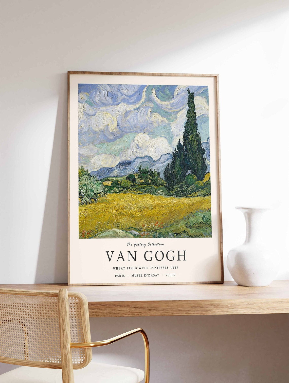 Van Gogh Poster, Wheatfield With Cypresses, Van Gogh Print, Landscape ...