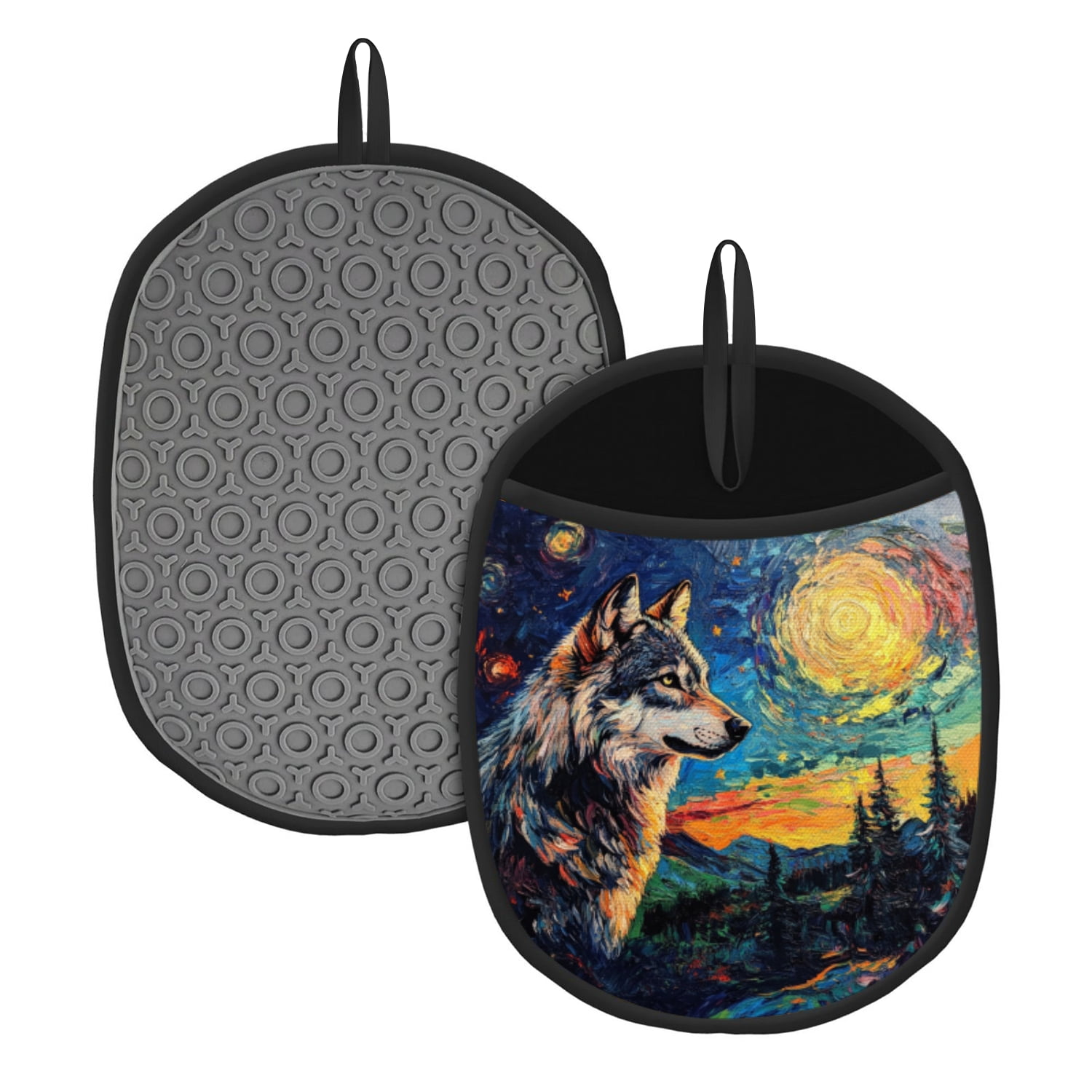 Van Gogh'S Starry Night Style Of Wolf Kitchen Pot Mat, 7.5x9.4 in ...