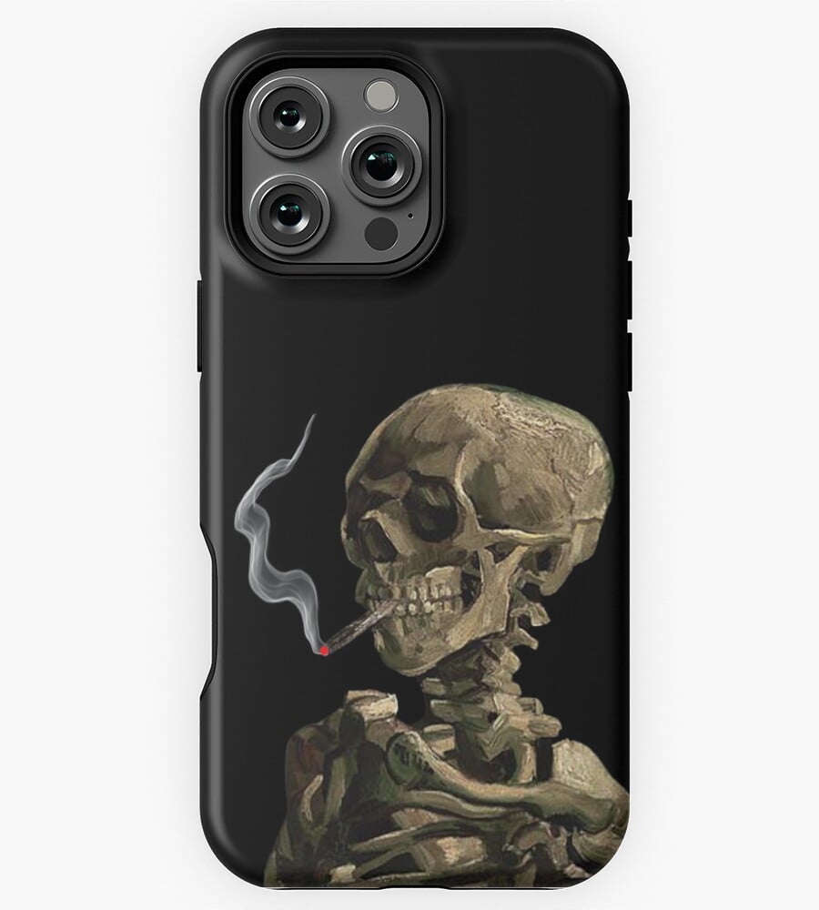 Van Gogh Skeleton Smoking 2 0 GA5311 Phone Case for iPhone 11 to 17 Pro ...