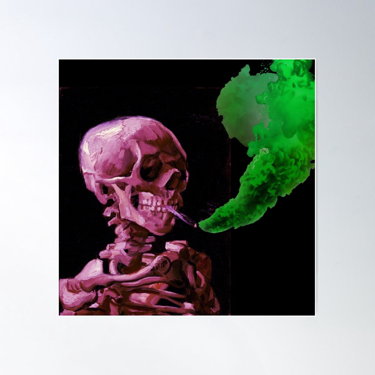 Van Gogh Skull Of Skeleton Smoking Green Gas Poster Wall Art, Modern ...