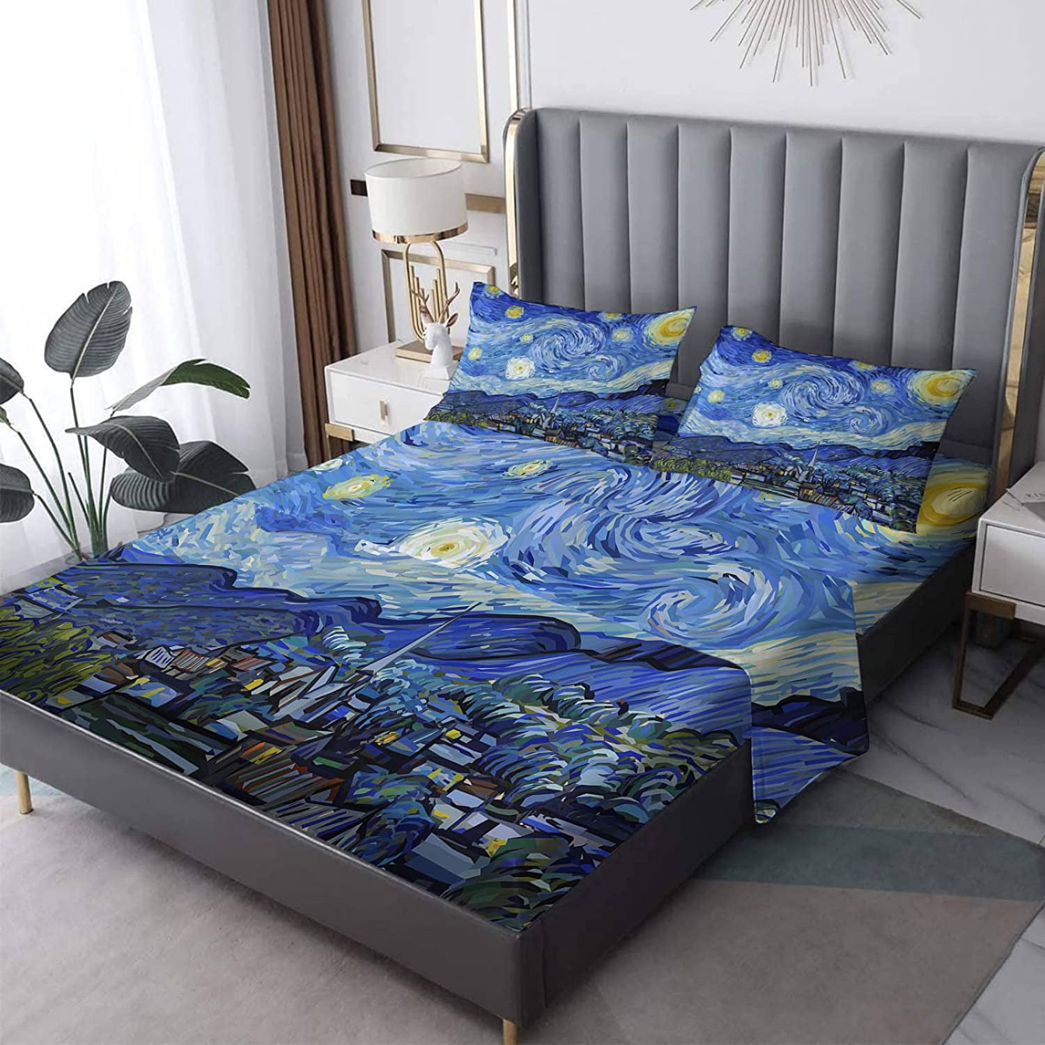 Van Gogh Split King Sheets Sets For Adjustable Bed, Starry Night ...