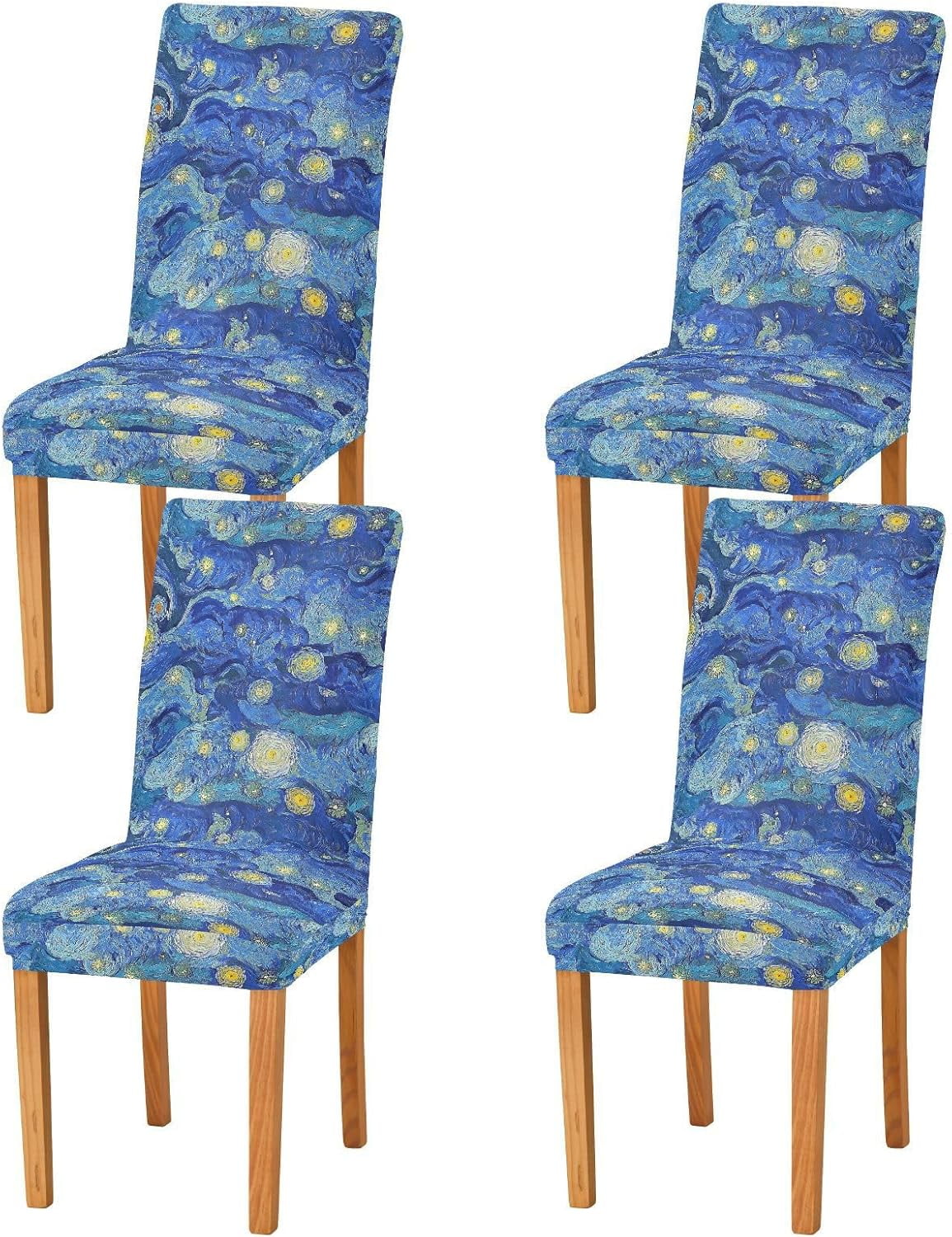 Van Gogh Starry Night Dining Chair Covers Set of 4, Stretch Kitchen ...