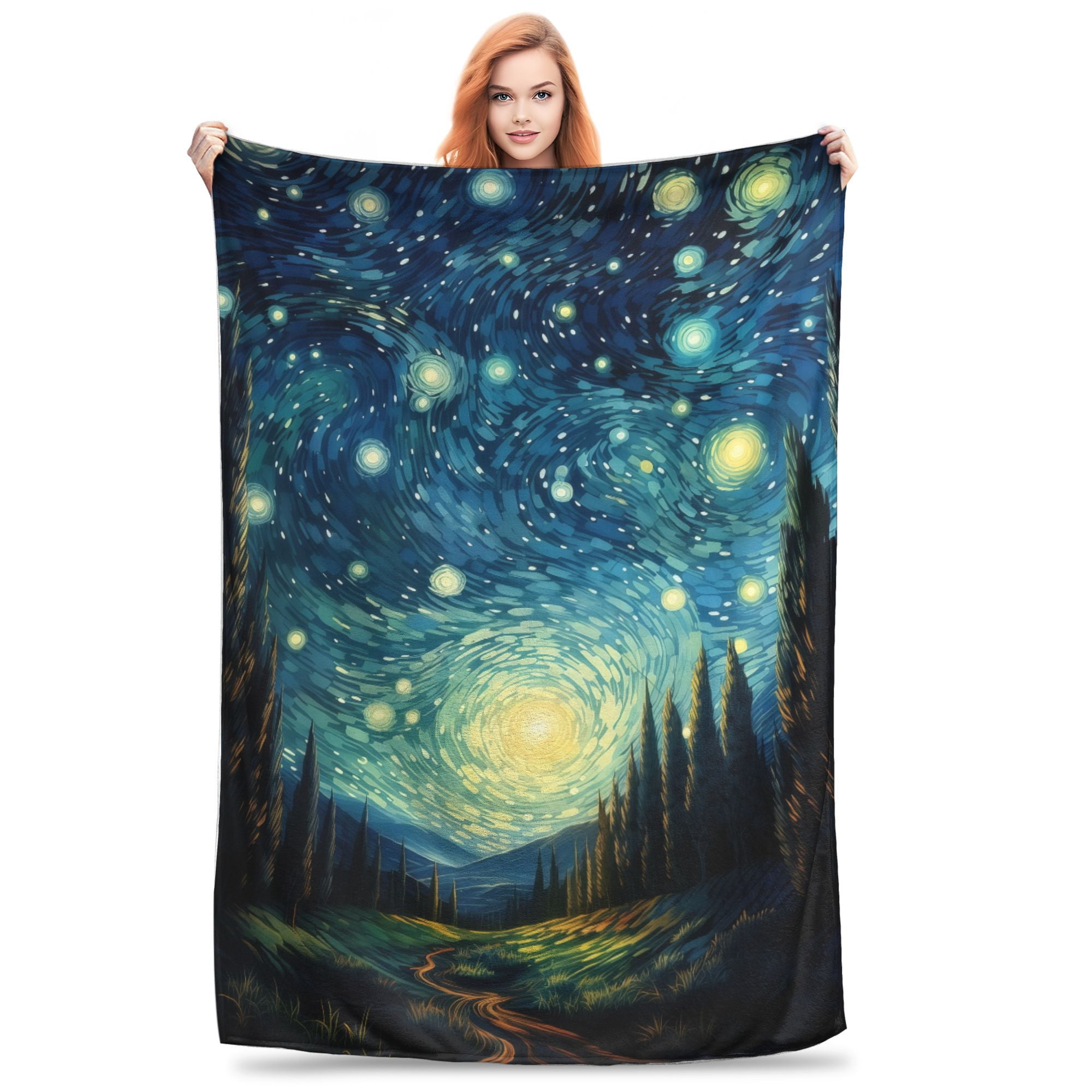 Van Gogh Starry Night Pattern Print Flannel Blanket - Walmart.com