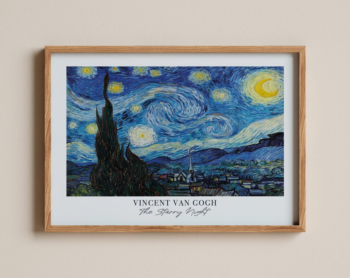 Van Gogh The Starry Night, Swirling Night Sky Painting, Vincent Gogh ...