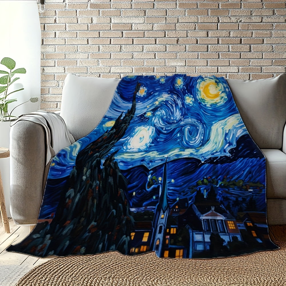 Van Gogh Starry Night Throw Blanket - Lightweight Flannel All-Season ...