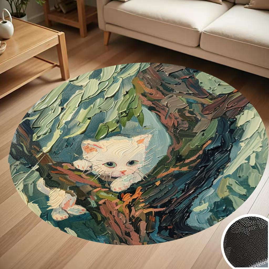 Van Gogh Style Cat In The Tree Round Carpet Living Room Bedroom Home ...