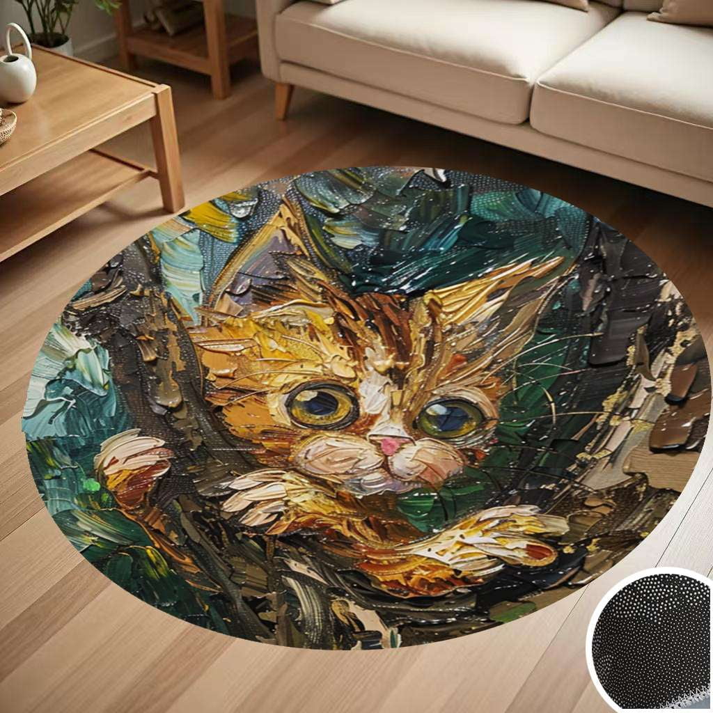 Van Gogh Style Cat In The Tree Round Carpet Living Room Bedroom Home ...