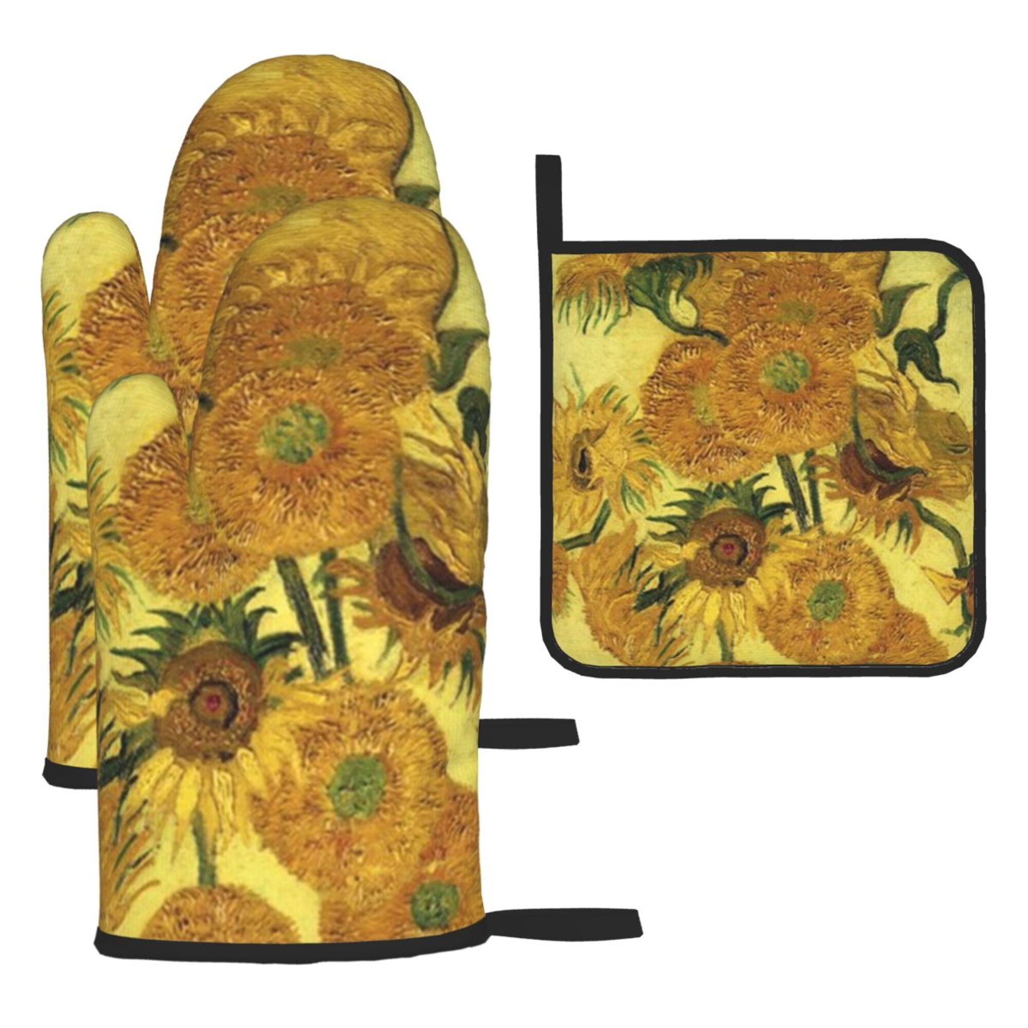 Van Gogh Sunflower Oven Gloves, Pot Clamp Set, Non slip and Heat ...