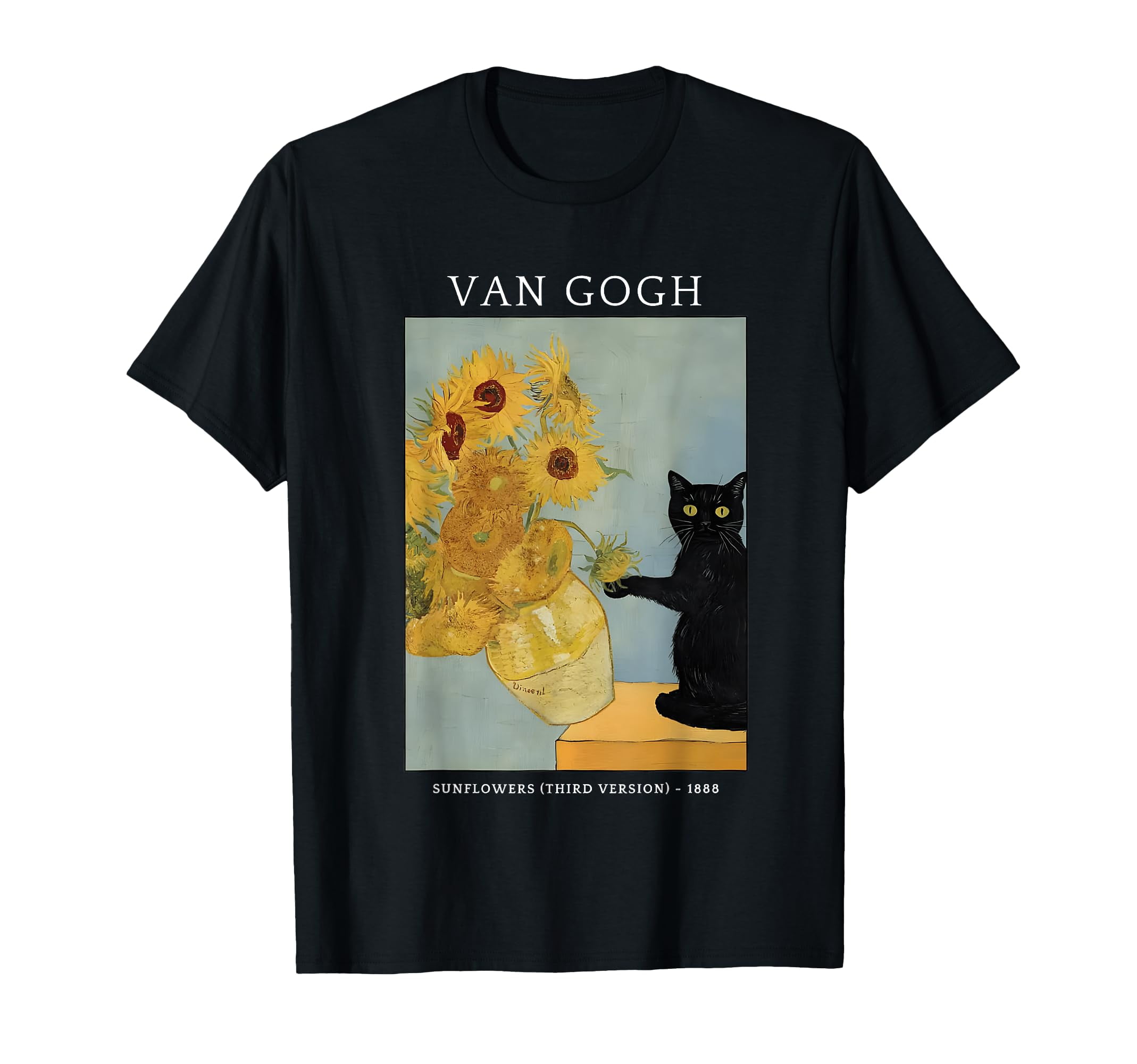Van Gogh Sunflowers Cat Art Graphic Funny Van Gogh Sunflowers Cat Meme ...