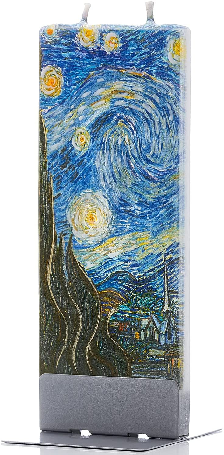 Van Gogh - The Starry Night - Flatyz Hand Painted Flat 2-Wick Unscented ...