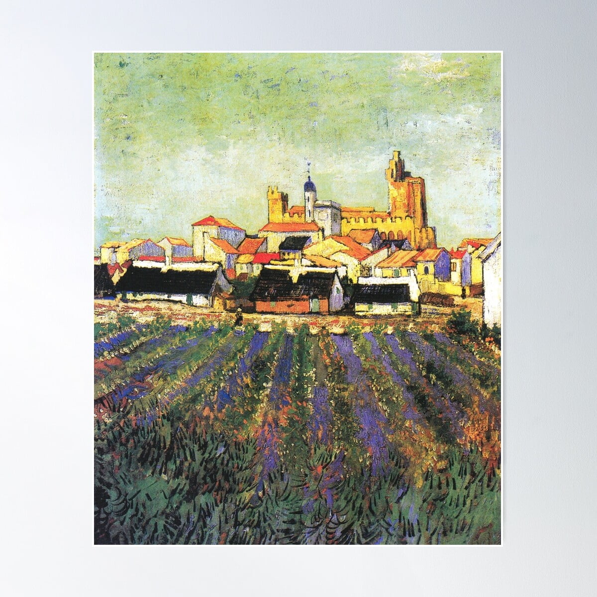 Van Gogh - View Of Saintes-Maries - Lavender Fields Poster Wall Art ...