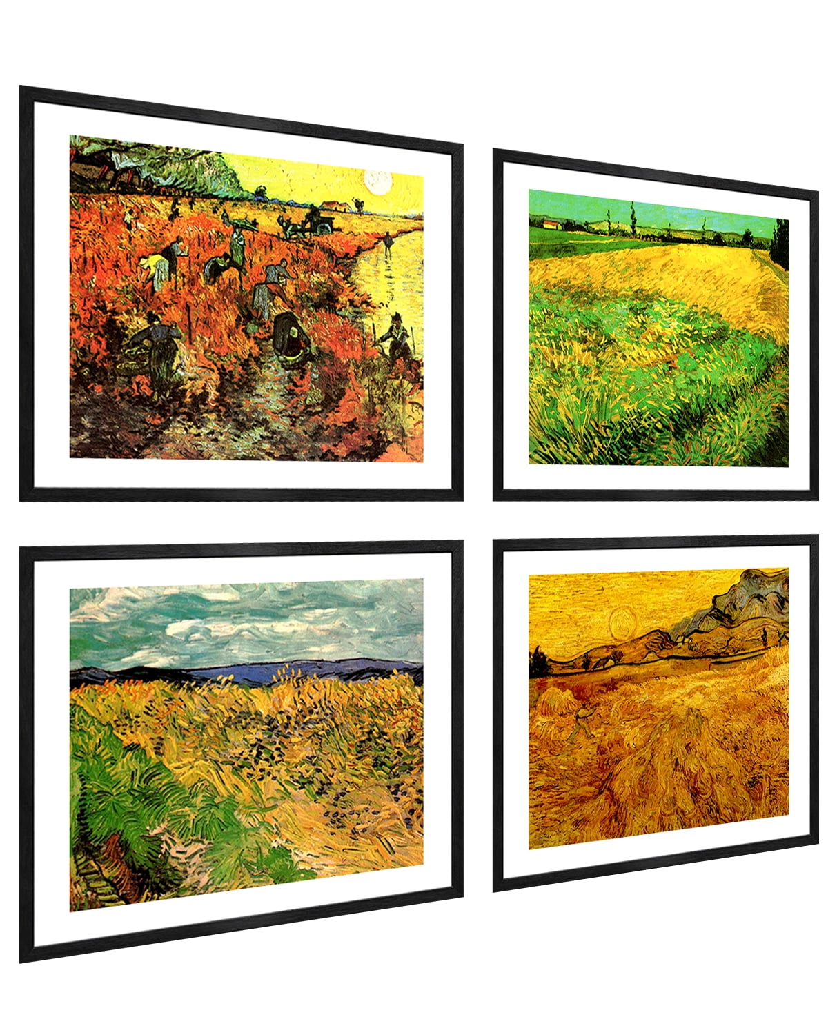 Van Gogh Wall Art 4 Panels,Vincent Van Gogh Print,The Red Vineyard ...