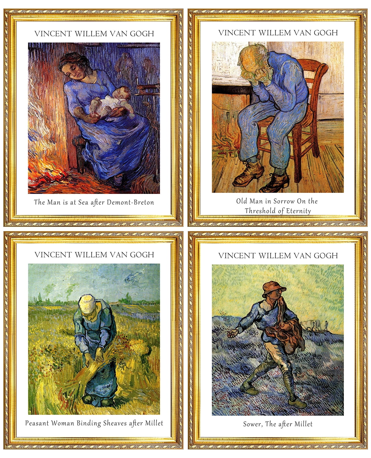 Van Gogh Wall Art 4 Panels,Vincent Van Gogh Print,The Sower Painting ...