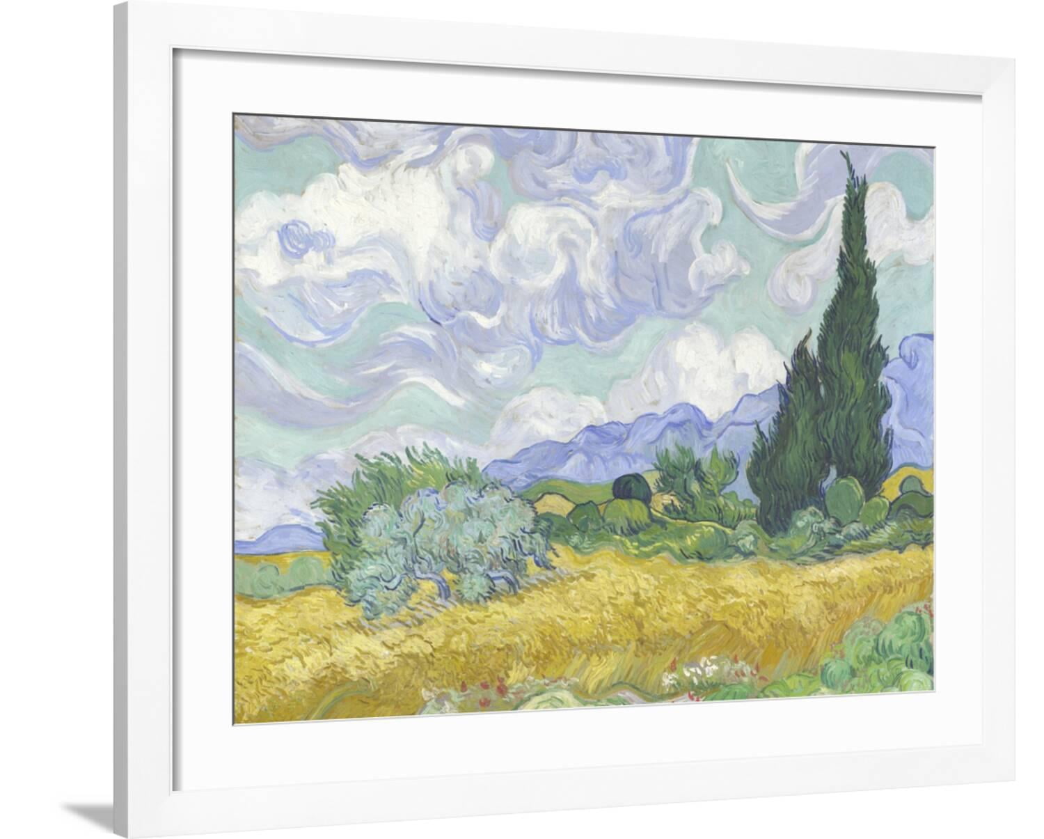 Art.com Van Gogh, Wheatfield with Cypress Giclee Print, White Frame ...