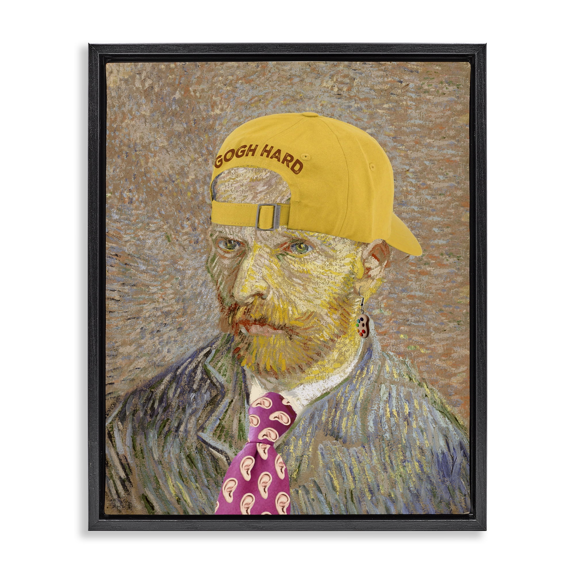 Van Gogh in Yellow hat Black Framed Floater Canvas Wall Art, design by ...