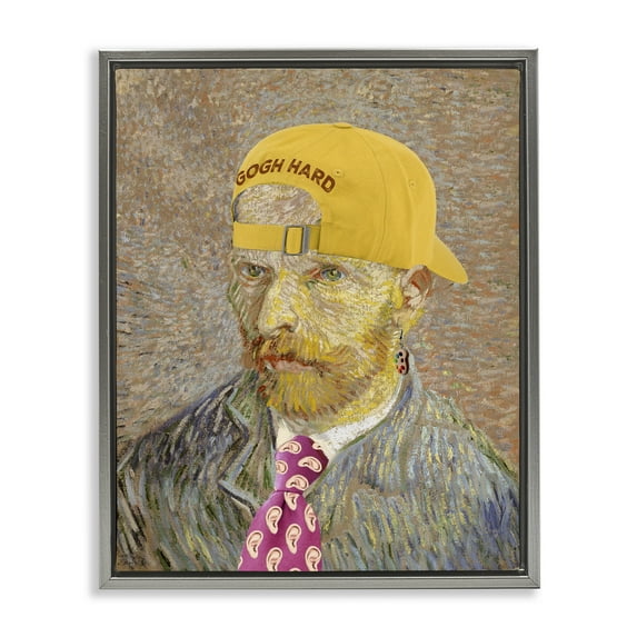 Van Gogh in Yellow hat Gray Framed Floater Canvas Wall Art, design by ...