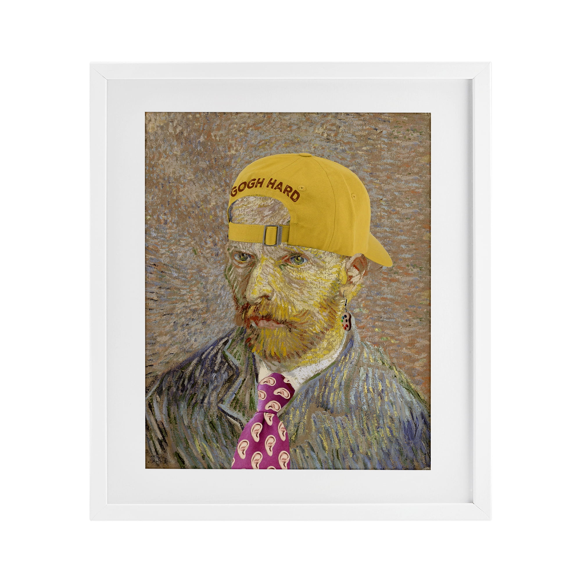 Van Gogh in Yellow hat White Framed Print Under Glass, design by ...