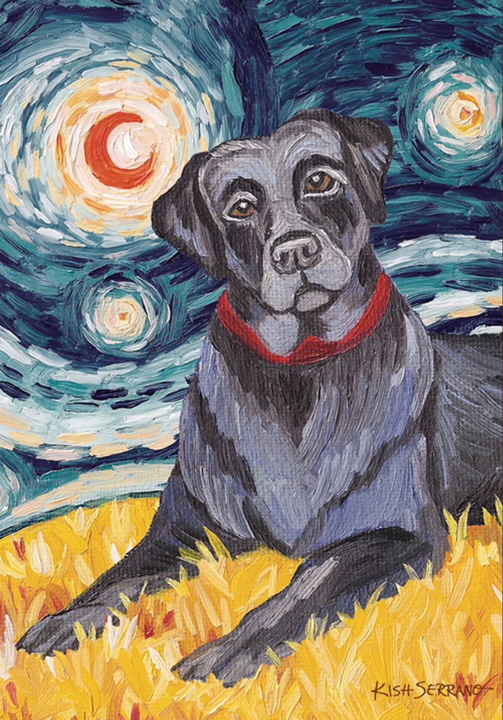 Van Growl-Black Lab Dog Flag 12x18 Inch Double Sided for Outdoor Black ...