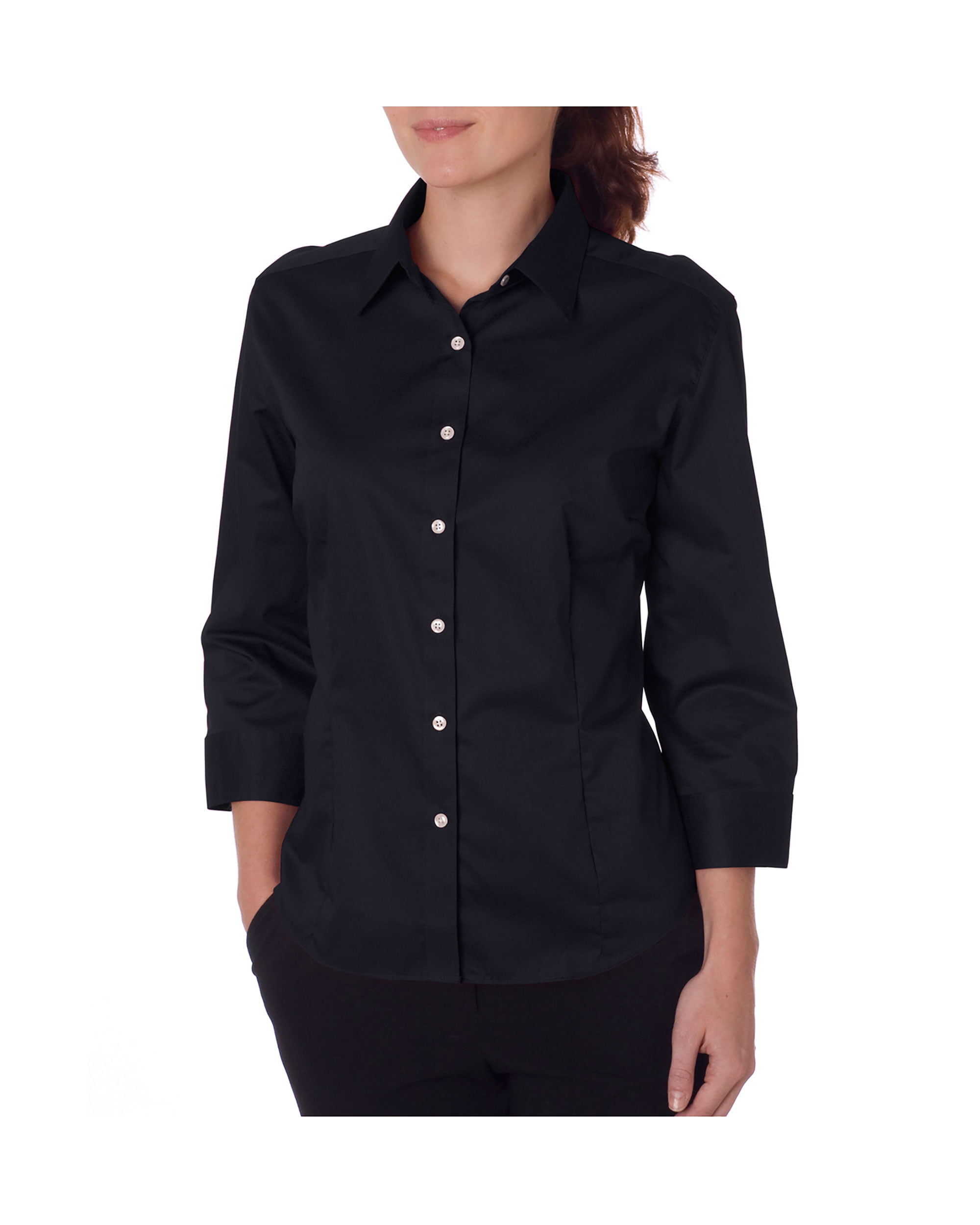 Van Heusen 13V0527 Ladies' 3/4-Sleeve Dress Twill - Walmart.com