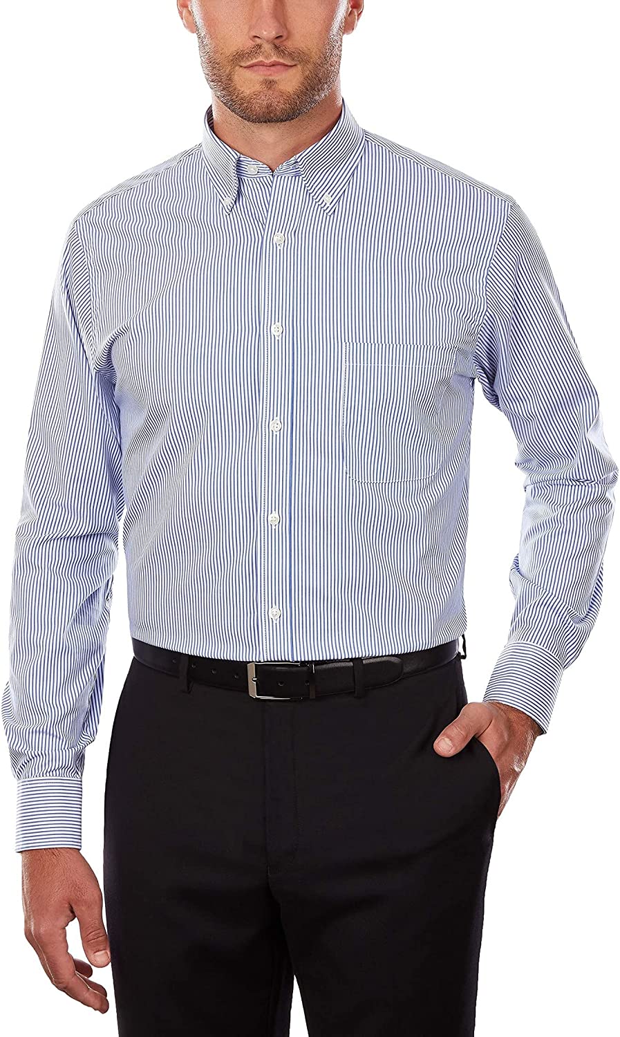 Van Heusen Men's Dress Shirt Regular Fit Pinpoint Stripe 16.5" Neck 36 ...