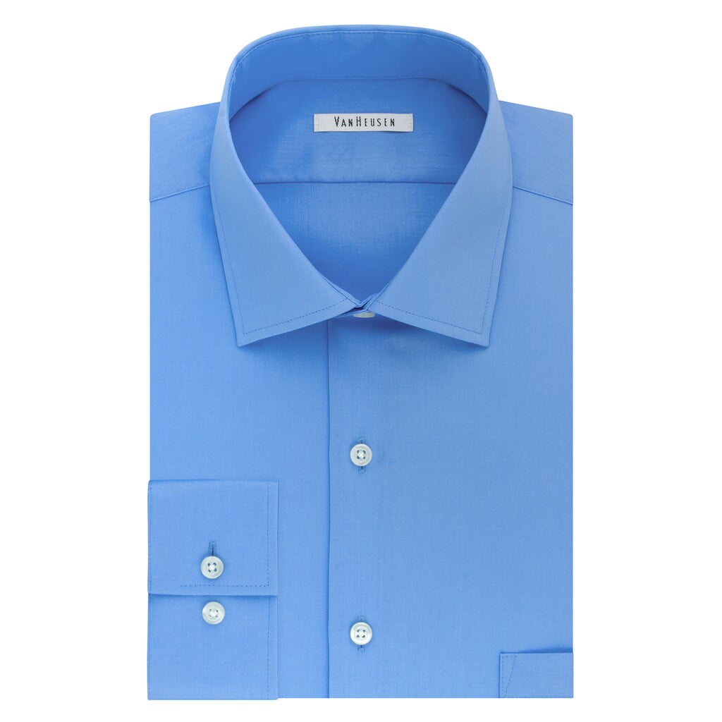 Mens Van Heusen Flex Collar Regular Fit Stretch Dress Shirt Blue Frost ...